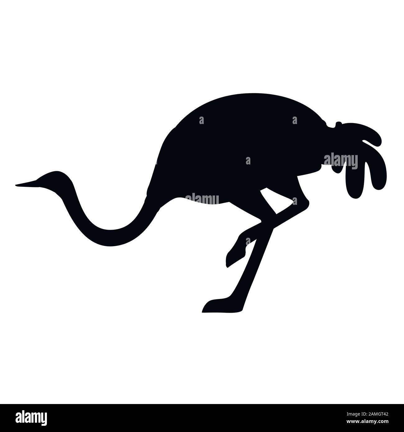 Schwarze Silhouette: ute Strauß bleibt auf einem Bein afrikanischer ...