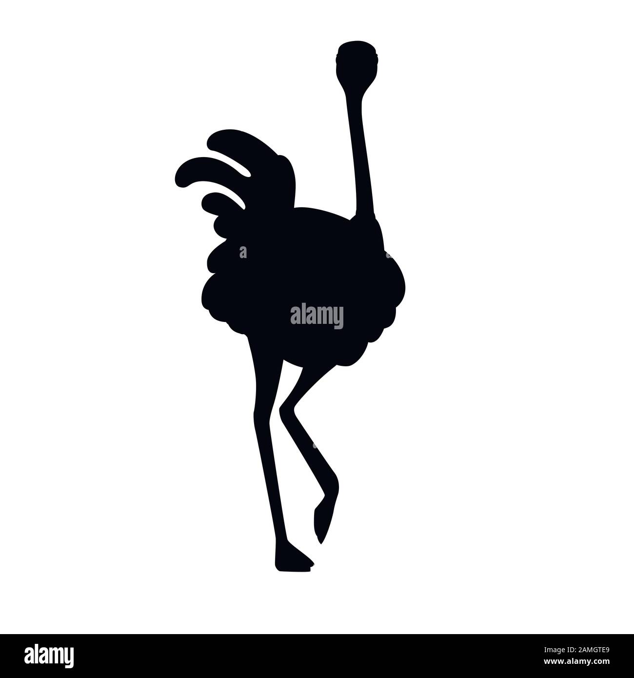 Schwarze Silhouette: ute Strauß bleibt auf einem Bein afrikanischer ...