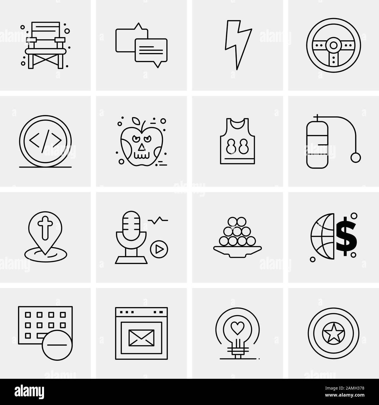 16 Universelle Symbole Für Unternehmen Vektor. Kreative Symbolabbildung ...