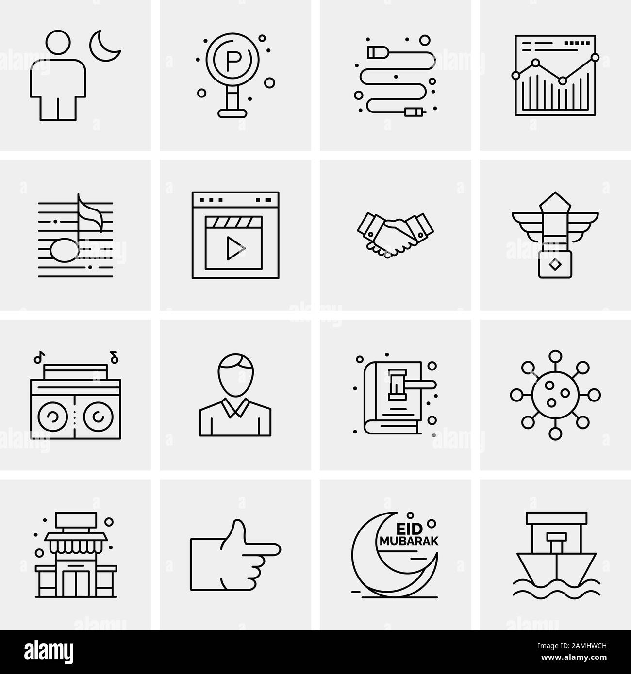 16 Universelle Symbole Für Unternehmen Vektor. Kreative Symbolabbildung ...