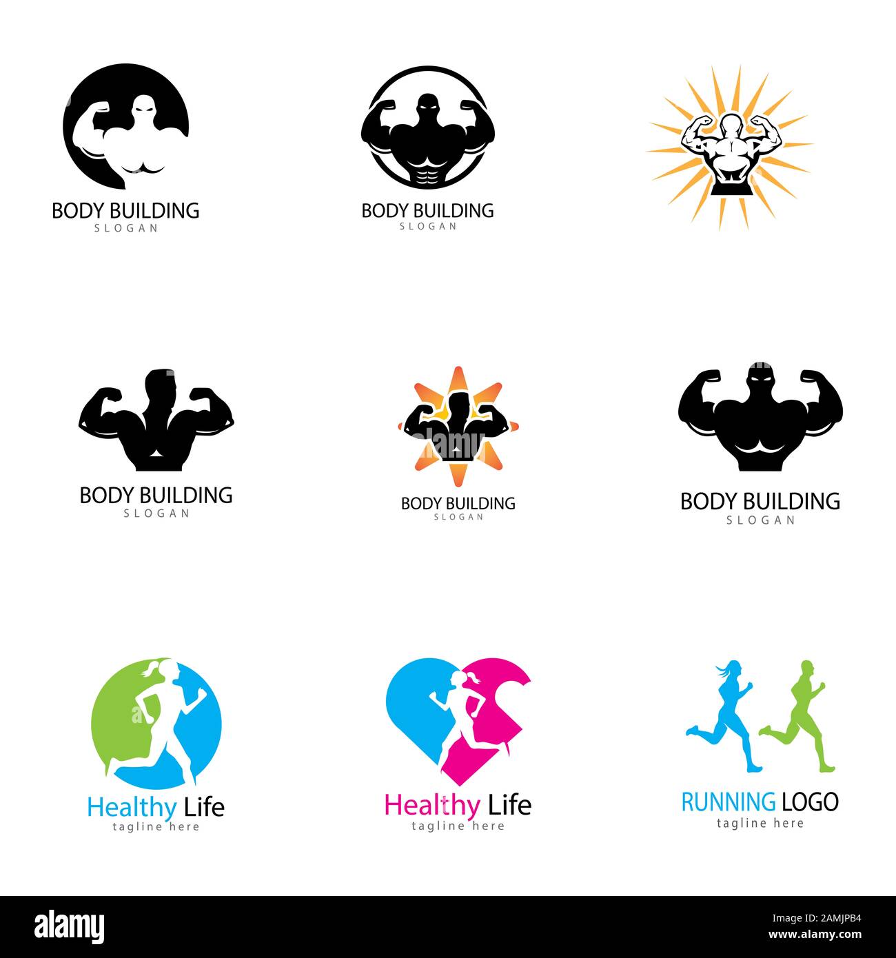 Symbol, Sporthalle, Vorlage, Abzeichen, stark, Design, Muskel, Element ...