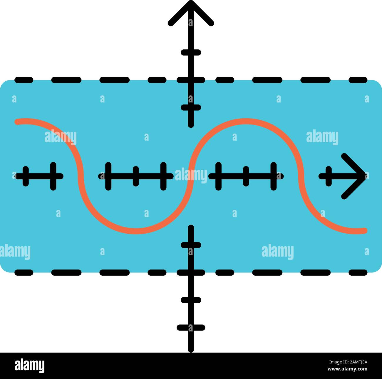 Farbsymbol des Funktionsdiagramms. Funktion duplizieren. Sinusoid ...