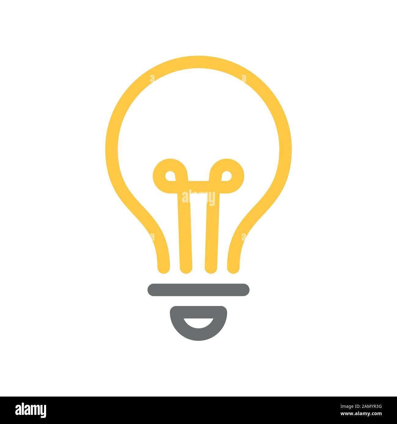 Symbol für Glühlampe. Liniengelb und Grau Farbe Umriss Version Vektor ...