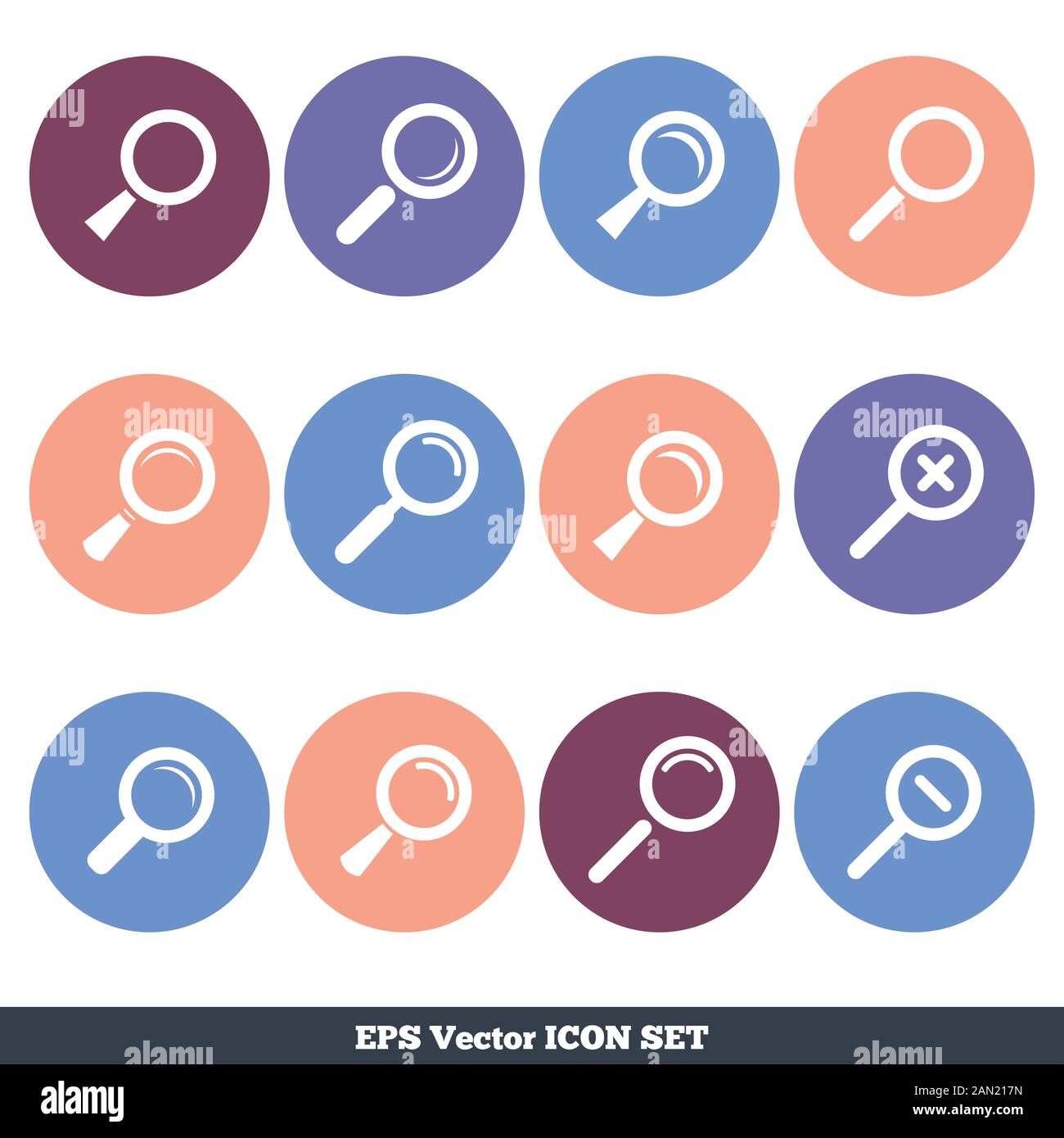 Set mit Vektorsymbolen suchen - Symbolsammlung mit Lupe. Symbole in ...