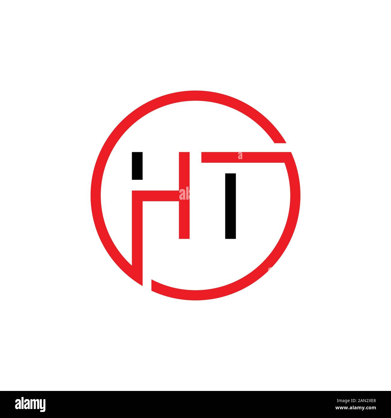 Mit Letter HT Logo verknüpfte Vektorvorlage Mit Rot Und Schwarz. Erste ...