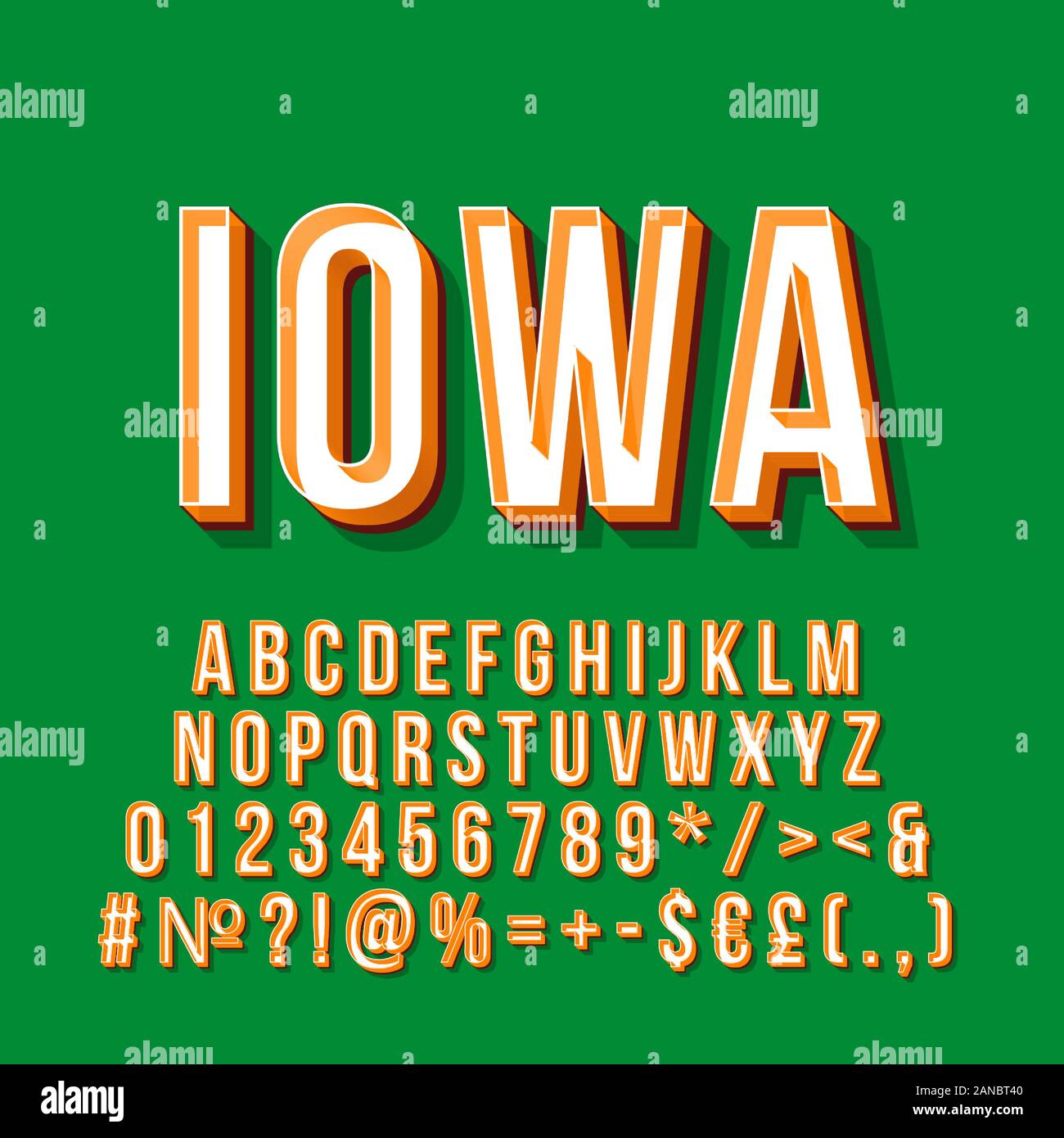 Iowa vintage 3d Vektor Schriftzug. Retro bold Font, Schrift. Pop Art ...
