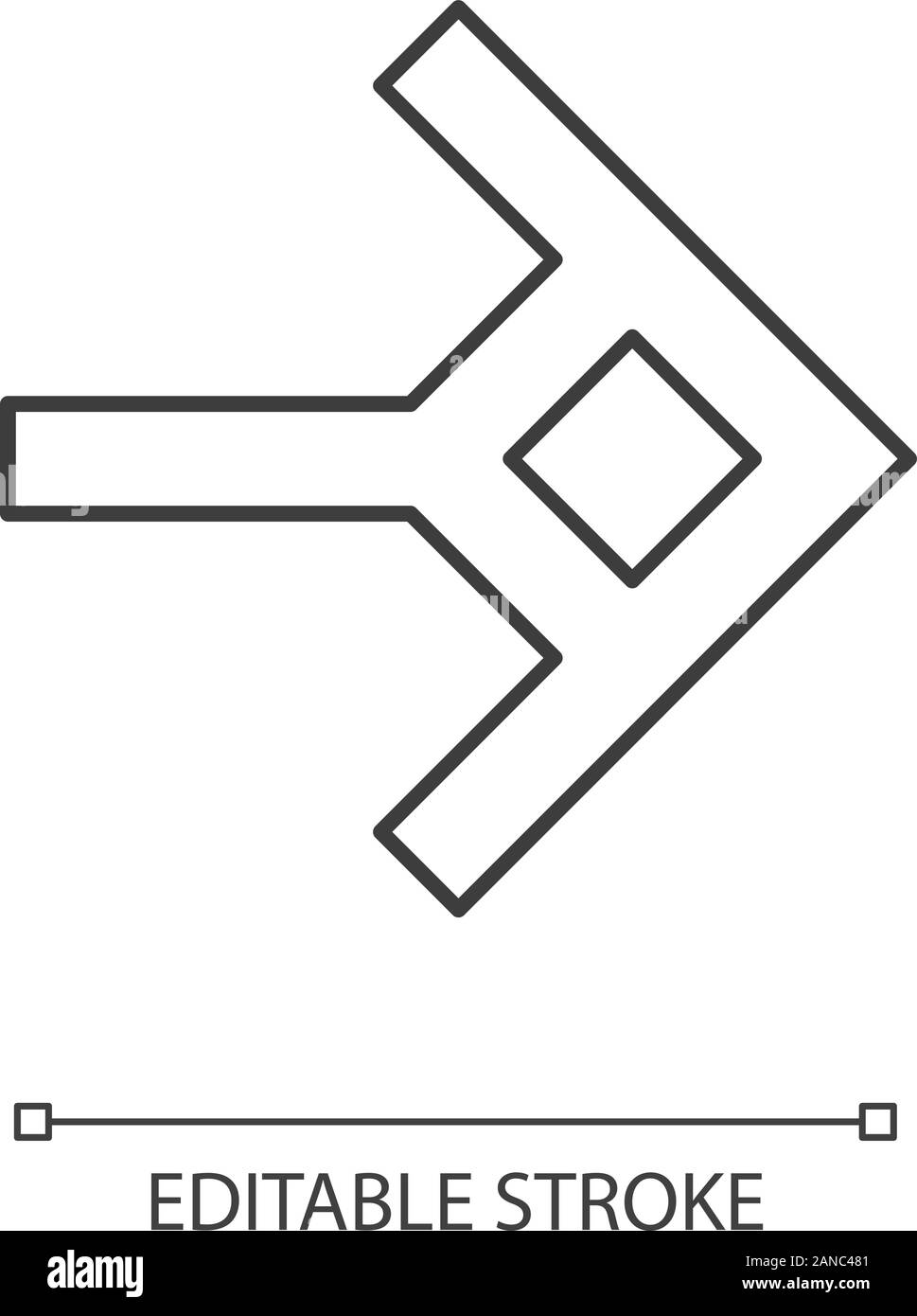 Geformte Pfeil lineare Symbol. Navigation Pfeilspitze unterzeichnen ...
