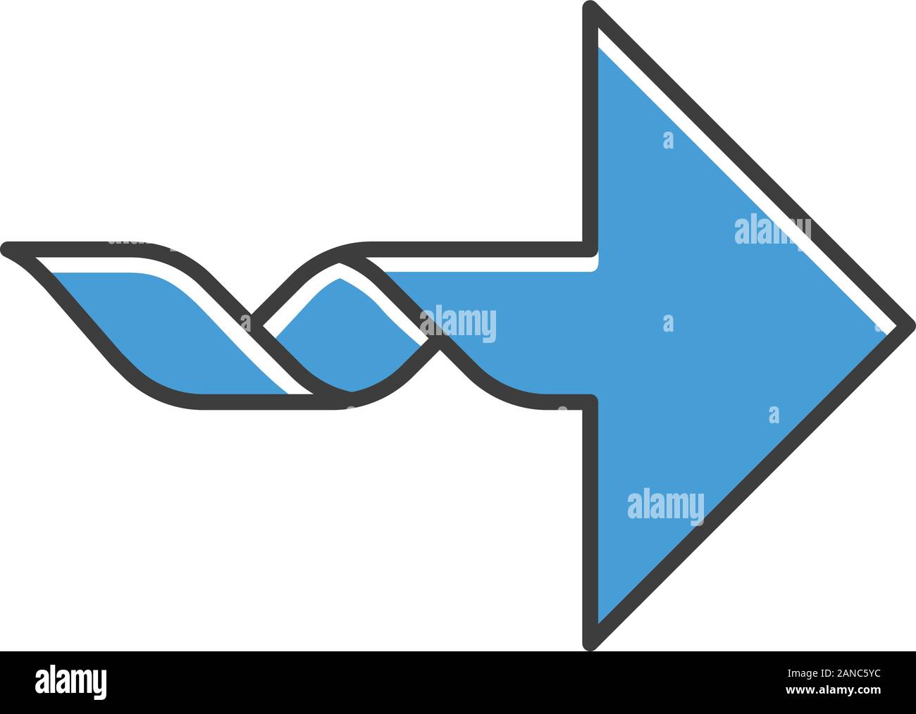 Blauer Pfeil Farbe Symbol verdreht. Navigation Zeiger unterzeichnen ...