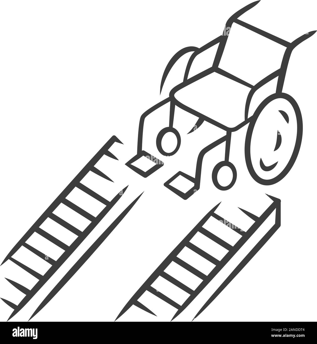 Rollstuhlrampe lineare Symbol. Gerät für körperlich behinderte Menschen ...