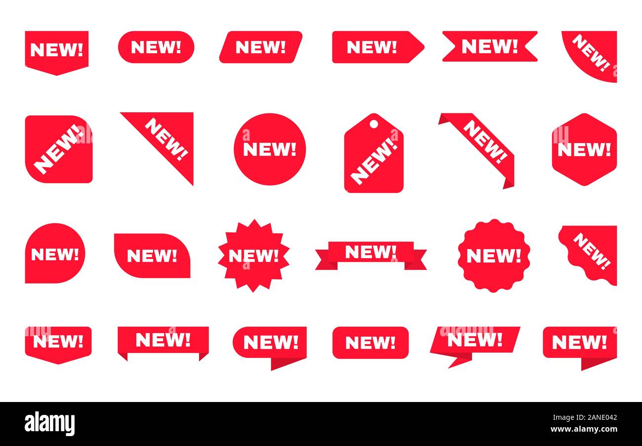 Neue Sticker-Kollektion. Set mit Farbbändern. Rote Rabattschilder auf ...