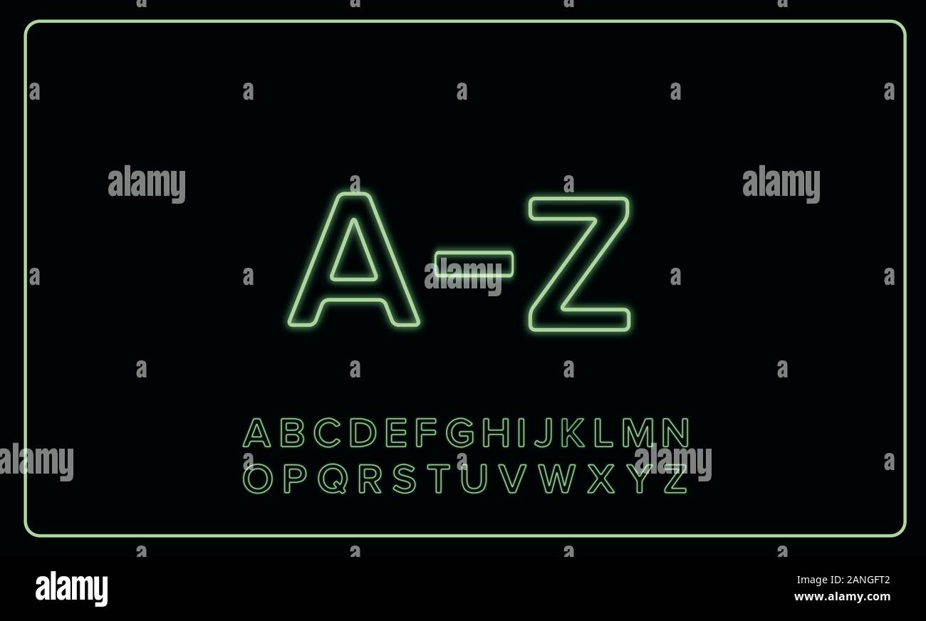 Neon Alphabet. Neonlicht Alphabet. Vector eps Abbildung 10 der Groß- und Kleinschreibung ...