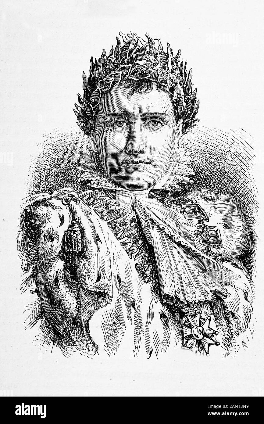 Napoleon I., Kaiser von Frankreich. 1769-1821. Antike Abbildung. 1890 ...