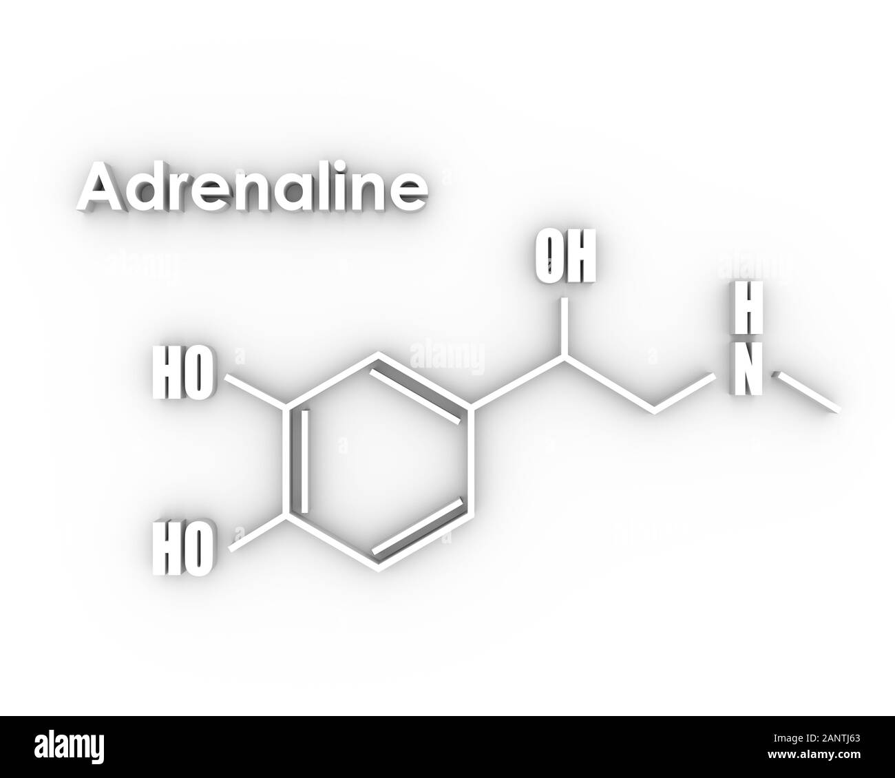 Chemische Summenformel Hormon Adrenalin. Infografiken Abbildung. 3D ...