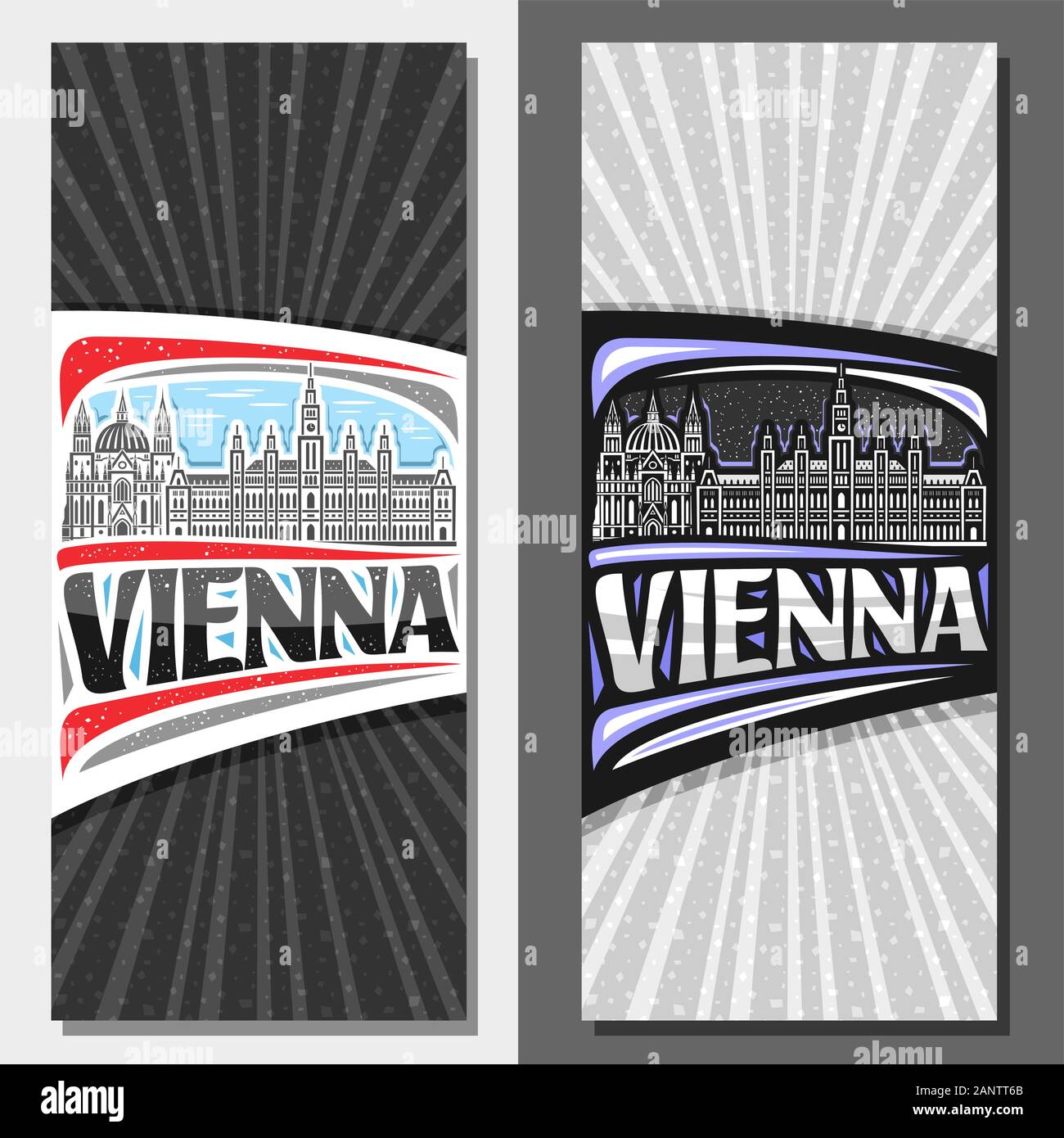 Vektor senkrecht Layouts für Wien, dekorative Faltblatt mit zeichnen ...