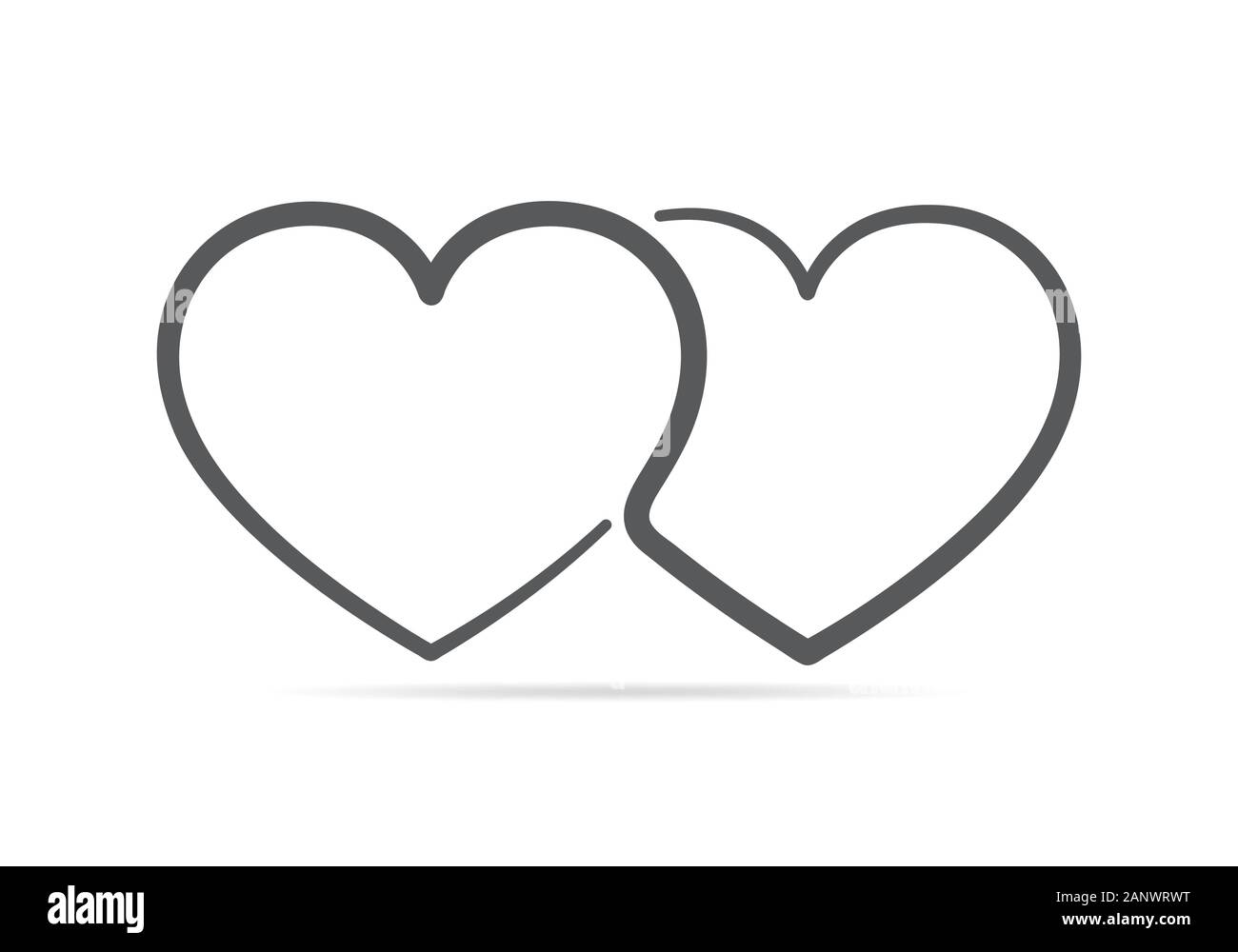 Zwei lineare Herzen untereinander verbunden. Vector Illustration. Das ...