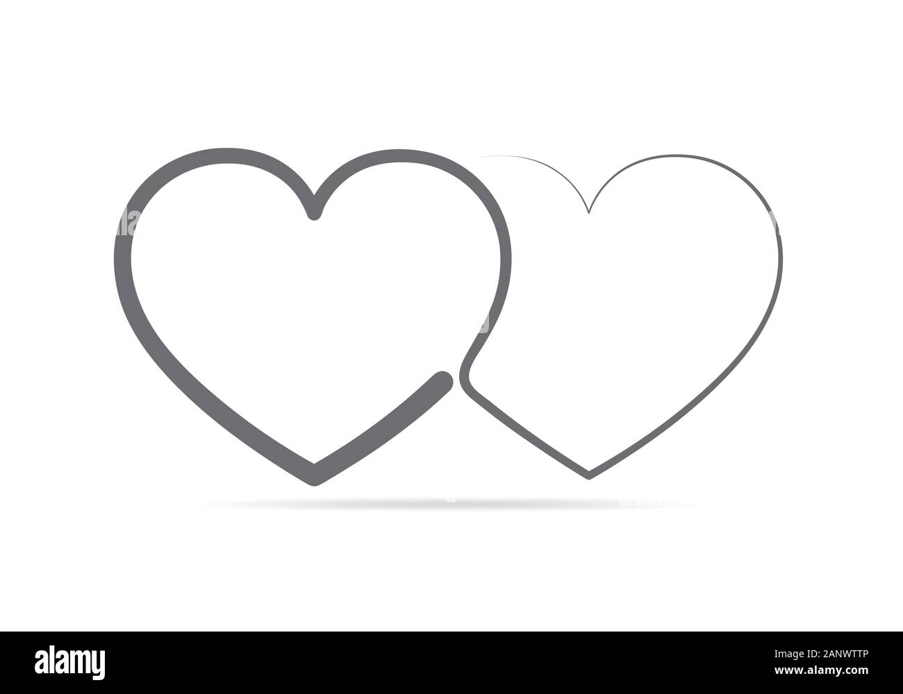 Zwei lineare Herzen untereinander verbunden. Vector Illustration. Das ...