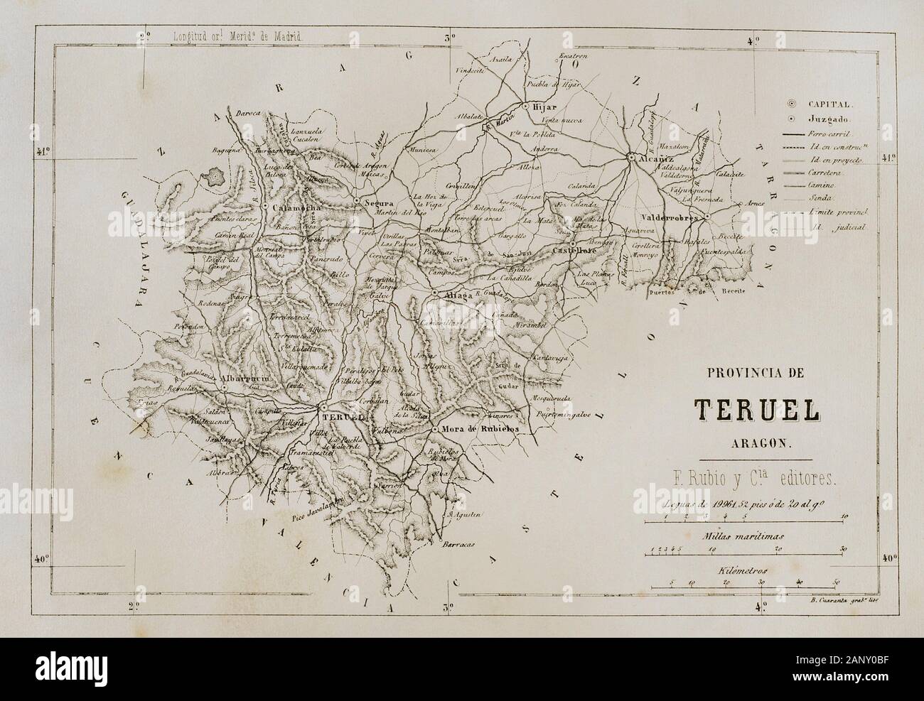 MAPA DE LA PROVINCIA DE TERUEL. CRONICA DE ESPAÑA, HISTORIA Y ILUSTRADA ...