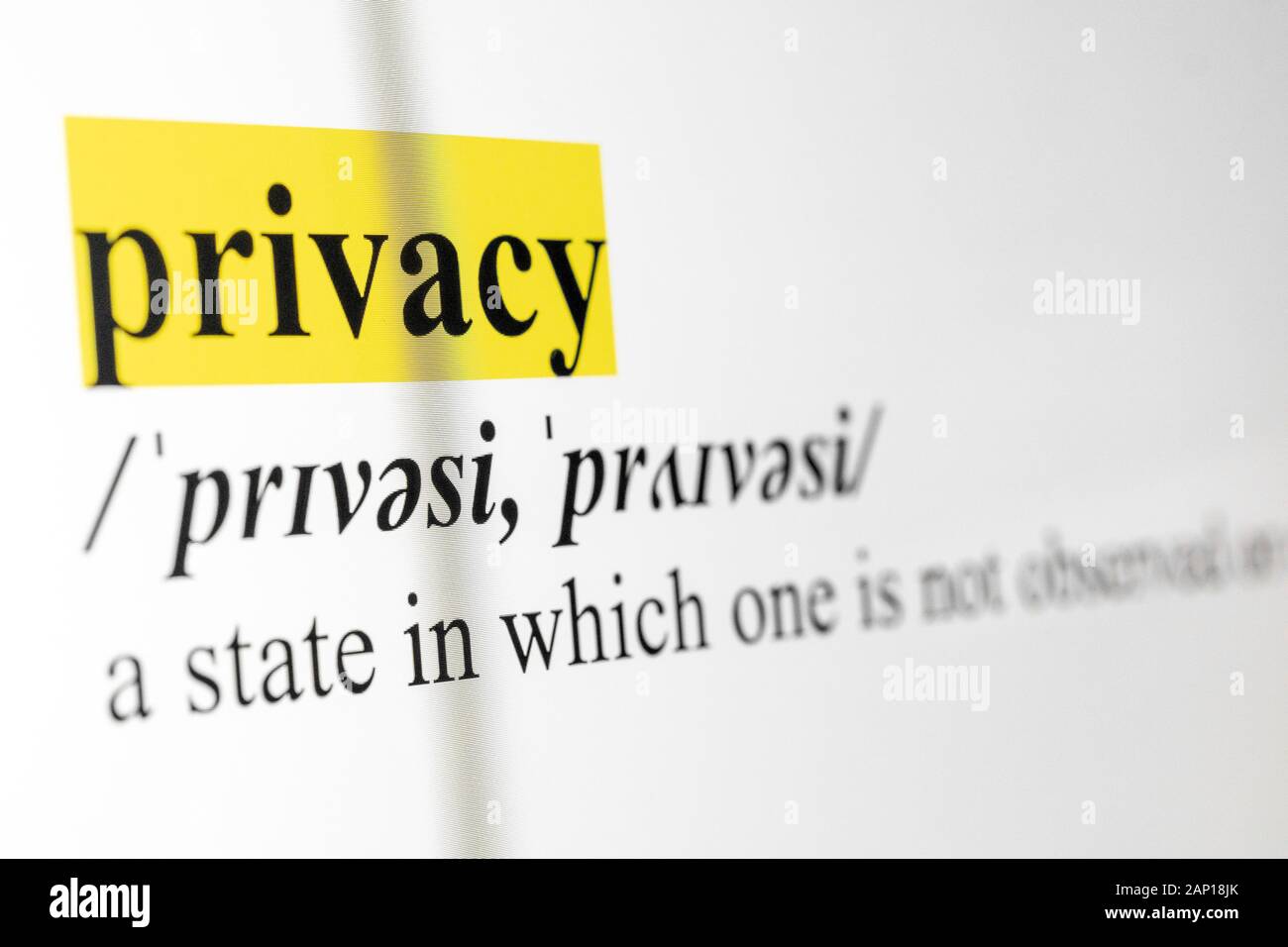 Markierten Text von 'Privacy' mit Beschreibung und phonetische ...