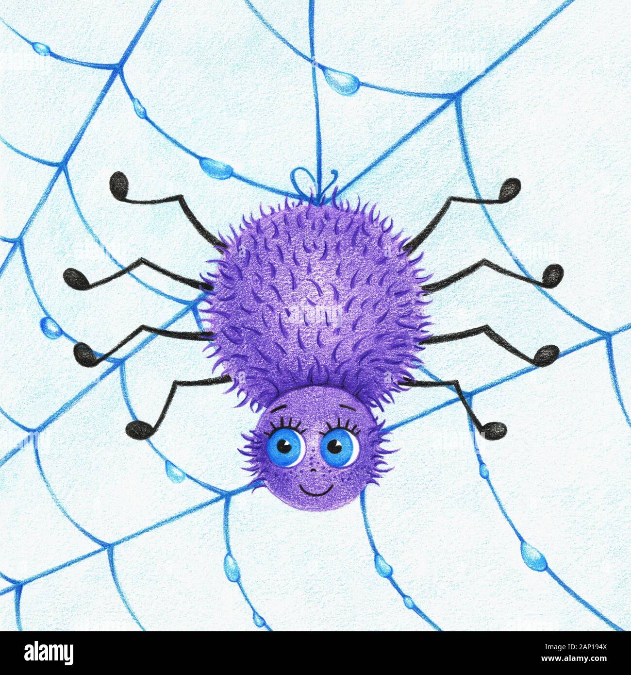 Handgezeichnete Abbildung der Spinne für Kinder Stockfotografie - Alamy