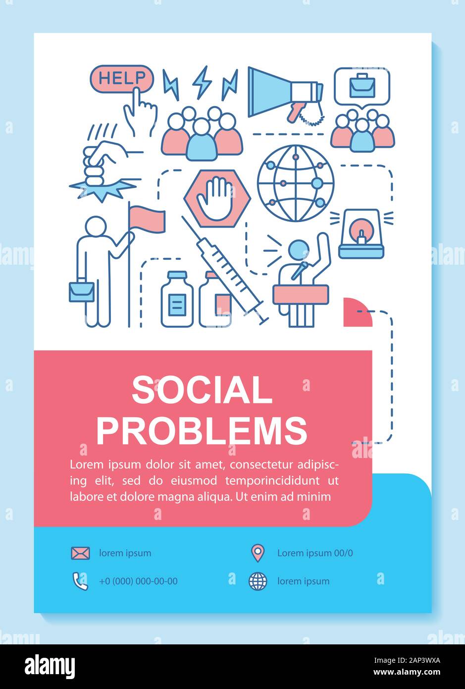 Soziale Probleme, Probleme poster Vorlage, Layout. Gewalt, Missbrauch ...