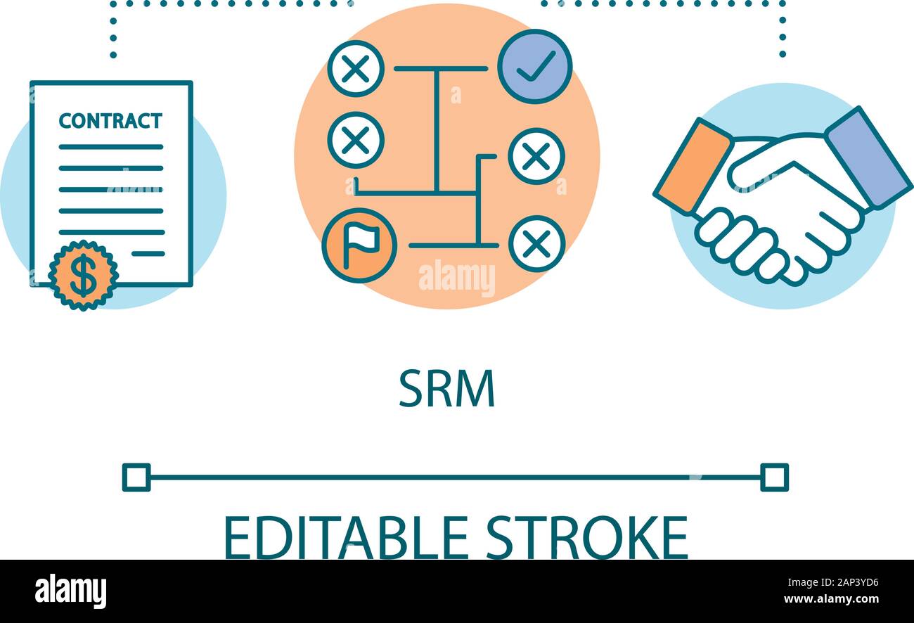 SRM Konzept Symbol. Supplier Relationship Management Idee dünne Linie ... SRM Konzept Symbol. Supplier Relationship Management Idee dünne Linie ...