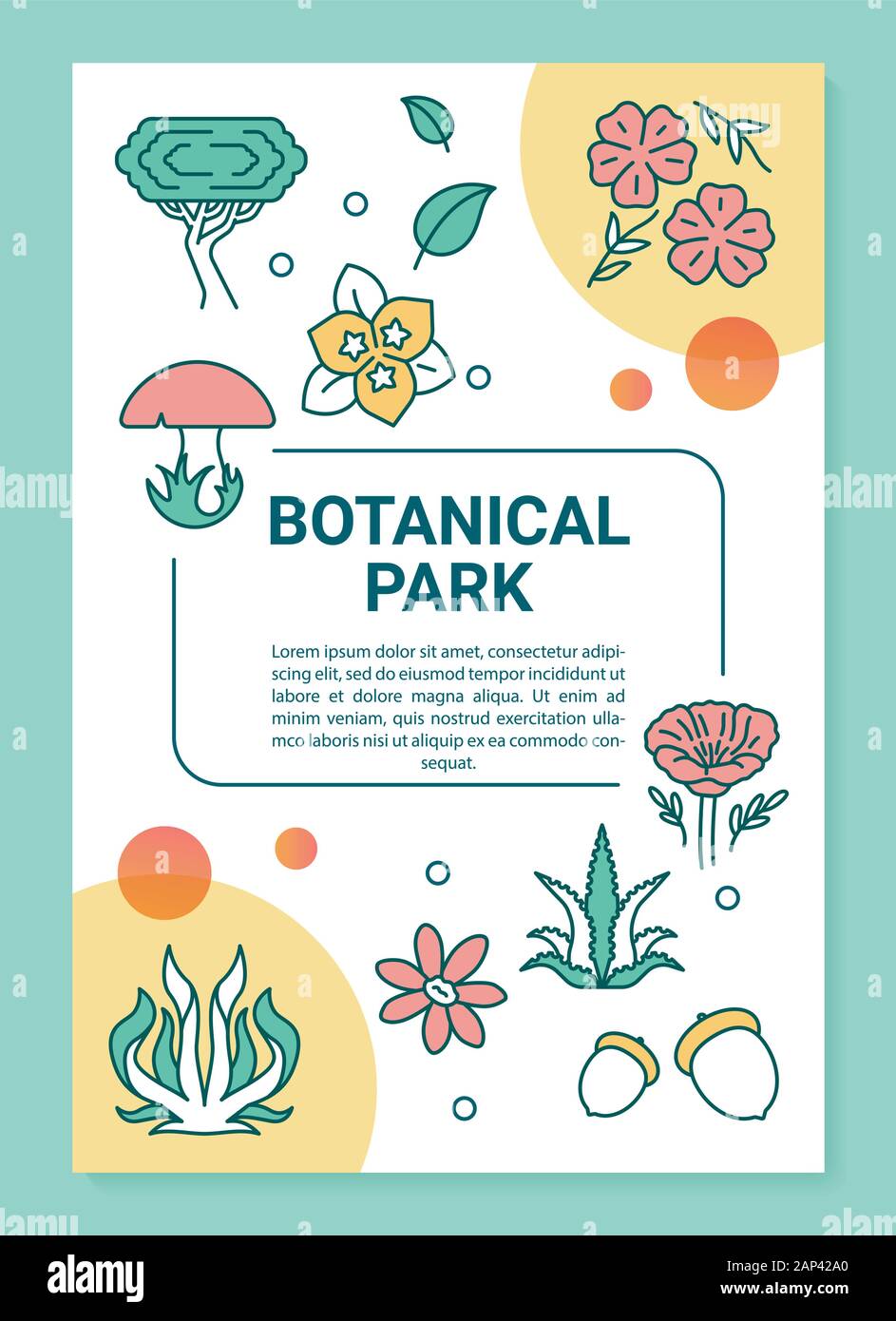 Botanischer Park poster Vorlage, Layout. Pflanzen Arten. Blühende ...