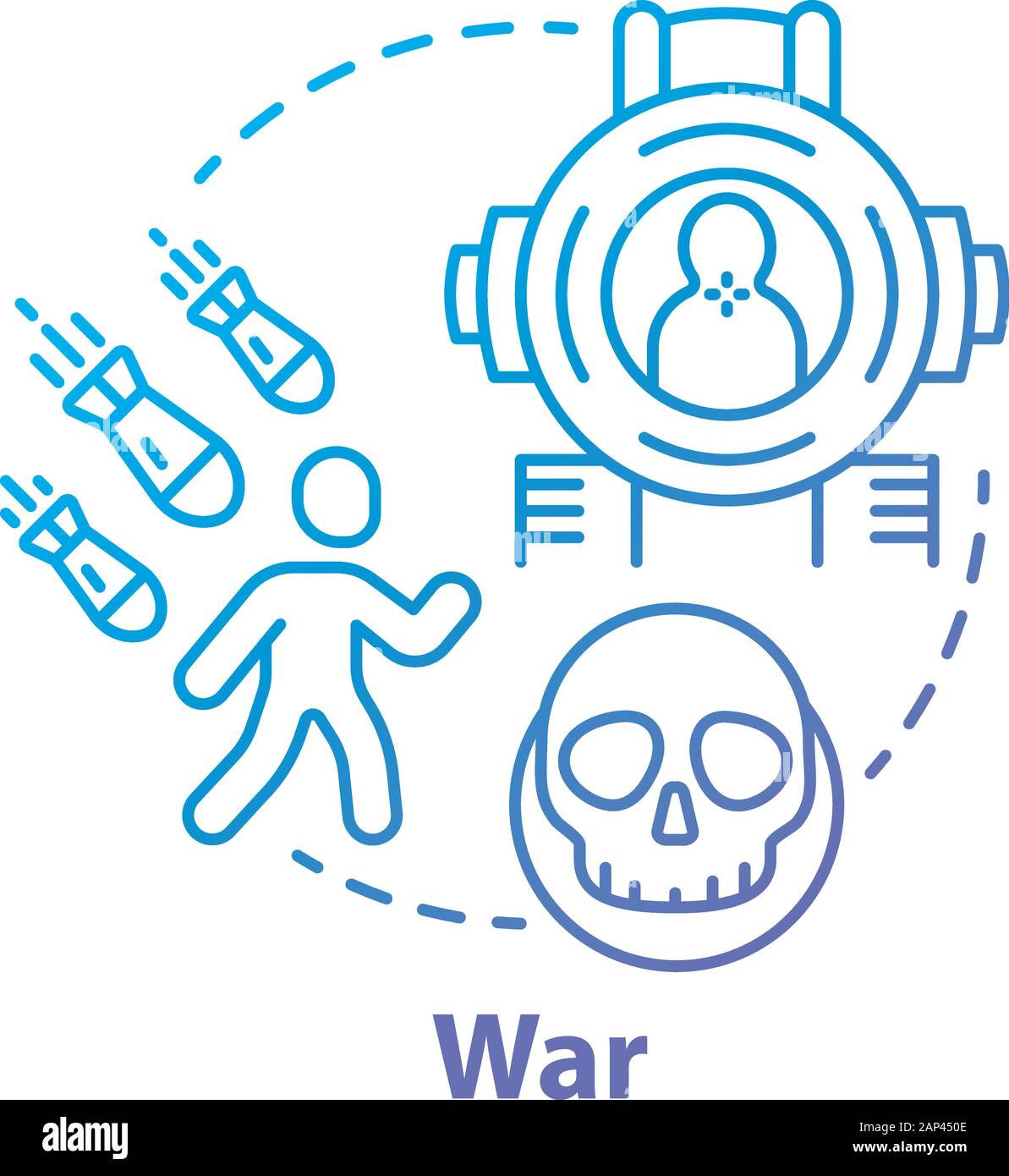 Krieg Konzept Symbol. Militärische Aktion Idee dünne Linie Abbildung ...