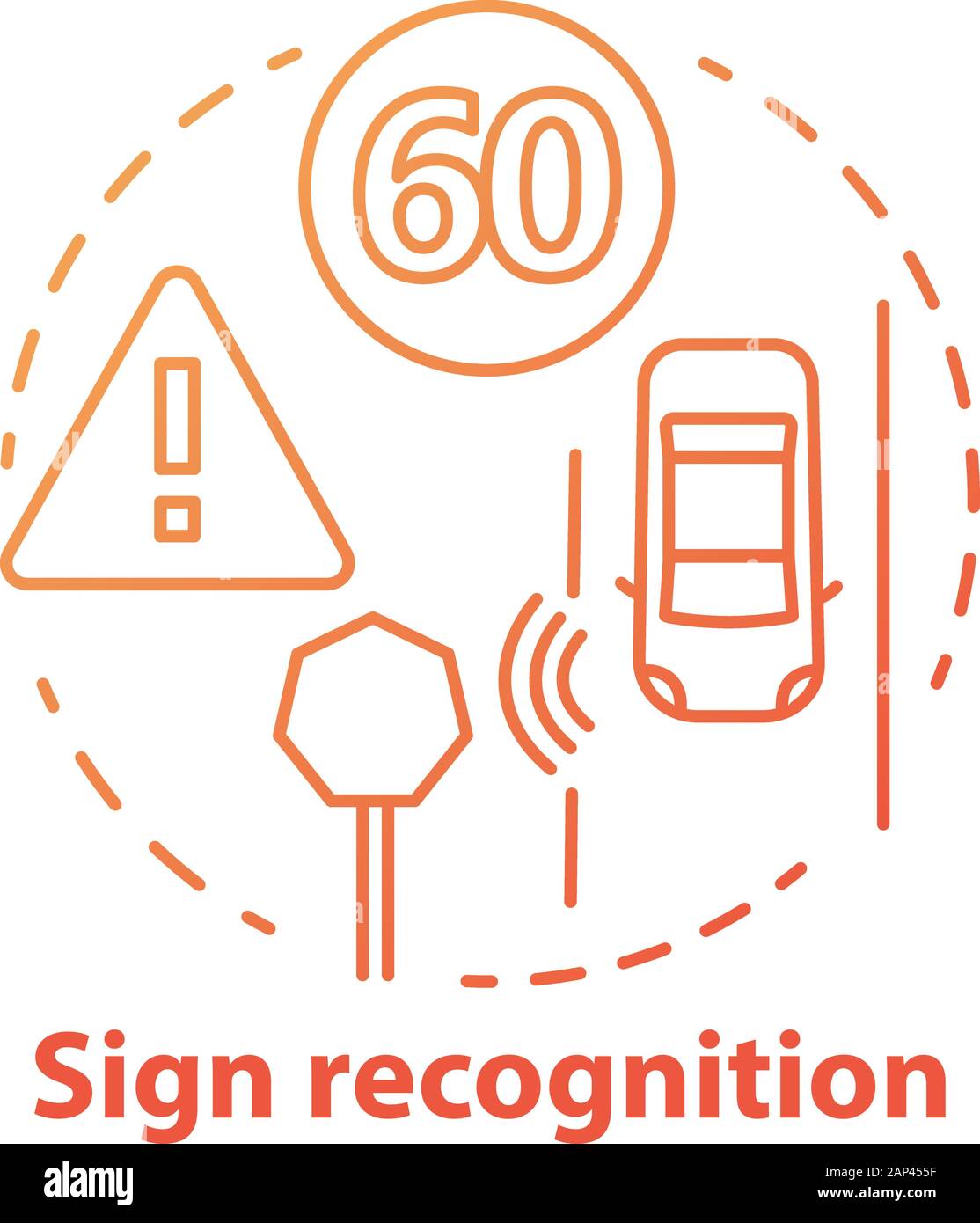Anmelden Anerkennung Konzept Symbol. Verkehrsschilder erkennen. Smart ...