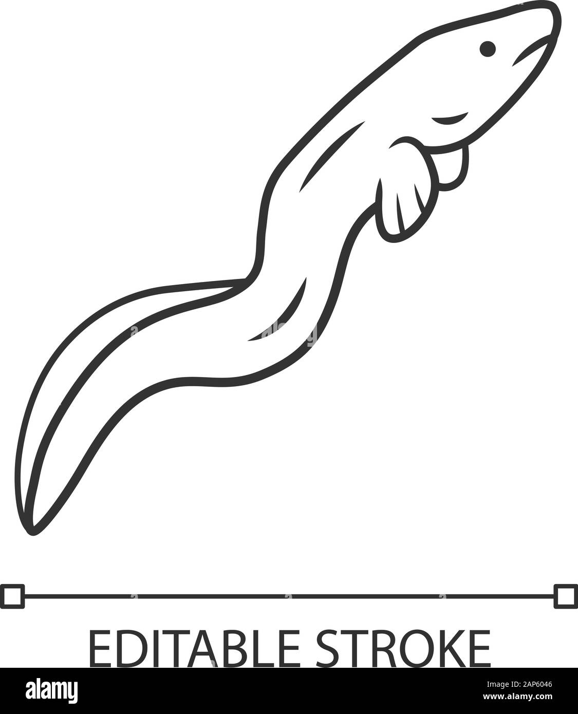 Aal lineare Symbol. Floating snakelike Fisch. Meer Tier. Asiatische ...