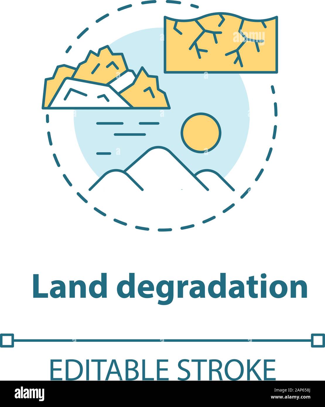 Bodendegradation Konzept Symbol. Boden Verarmung Idee dünne Linie ...