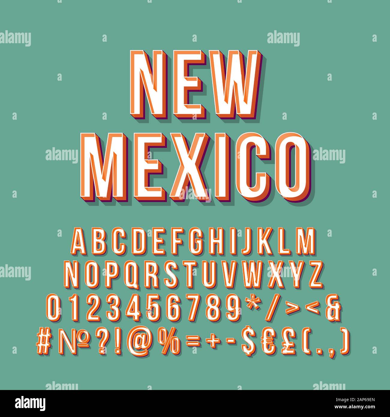 New Jersey vintage 3d Vektor Schriftzug. Retro bold Font, Schrift. Pop ...