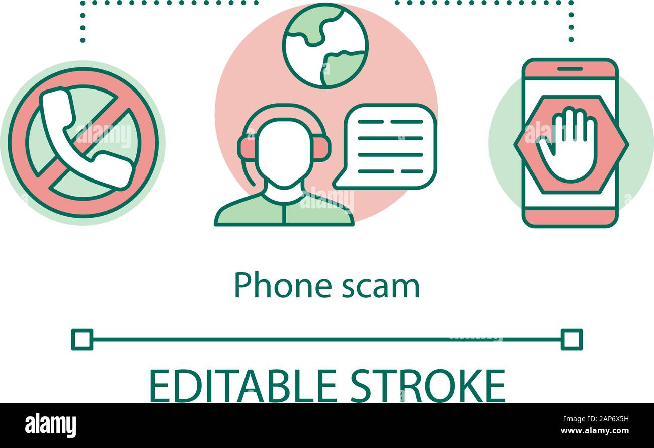 Telefon scam Symbol. Telefon fraud incident Idee dünne Linie Abbildung ...