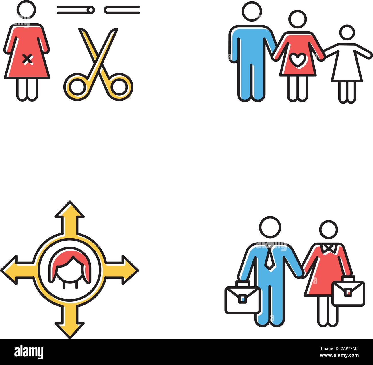 Die Gleichstellung von Frauen und Farbe der Symbole festlegen ...