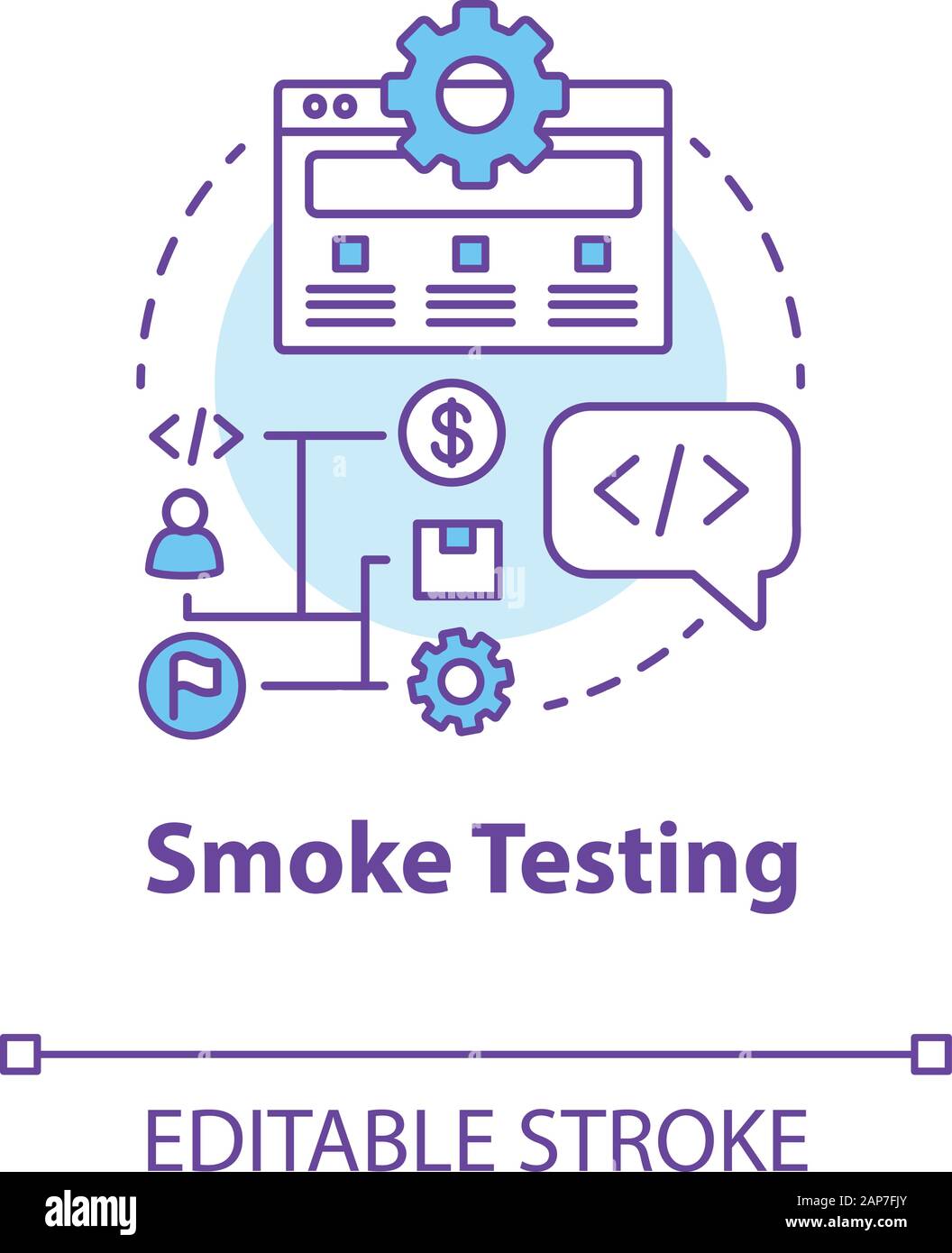 Rauch testen Konzept Symbol. Software Entwicklung Idee dünne Linie ...