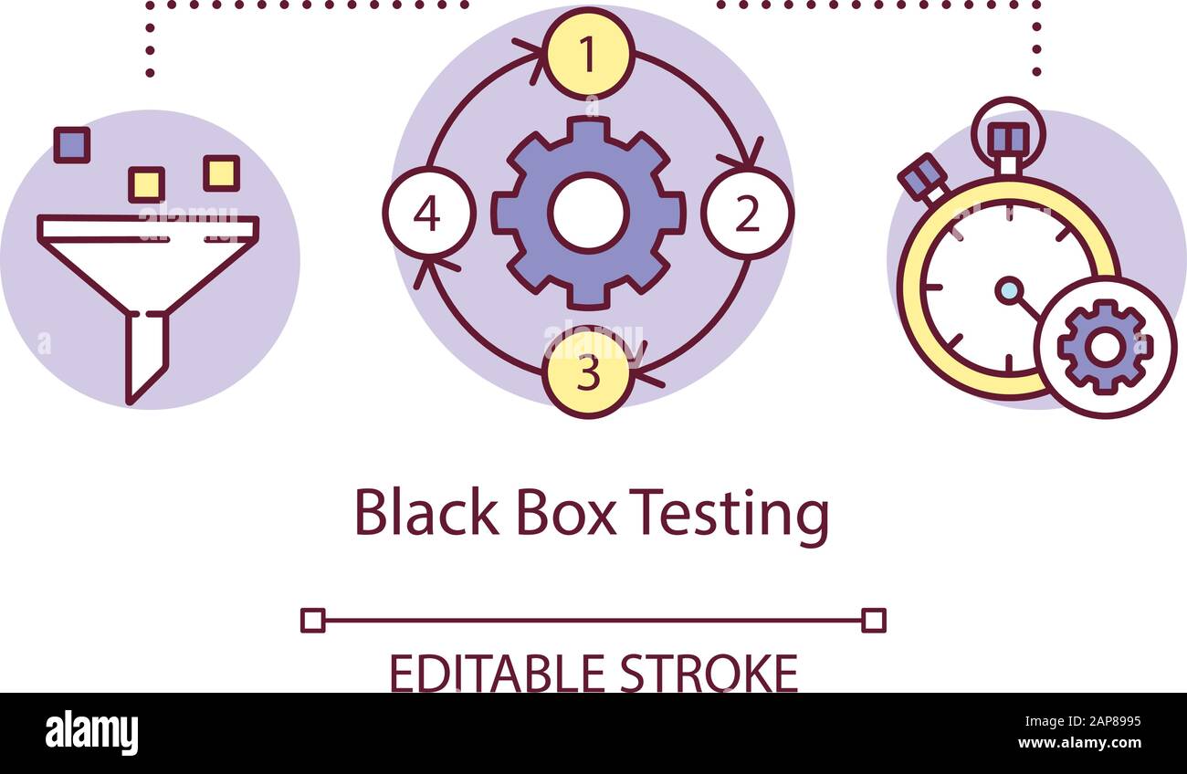 Symbol für Testkonzept in Blackbox. Untersuchen Sie die Funktionsweise ...