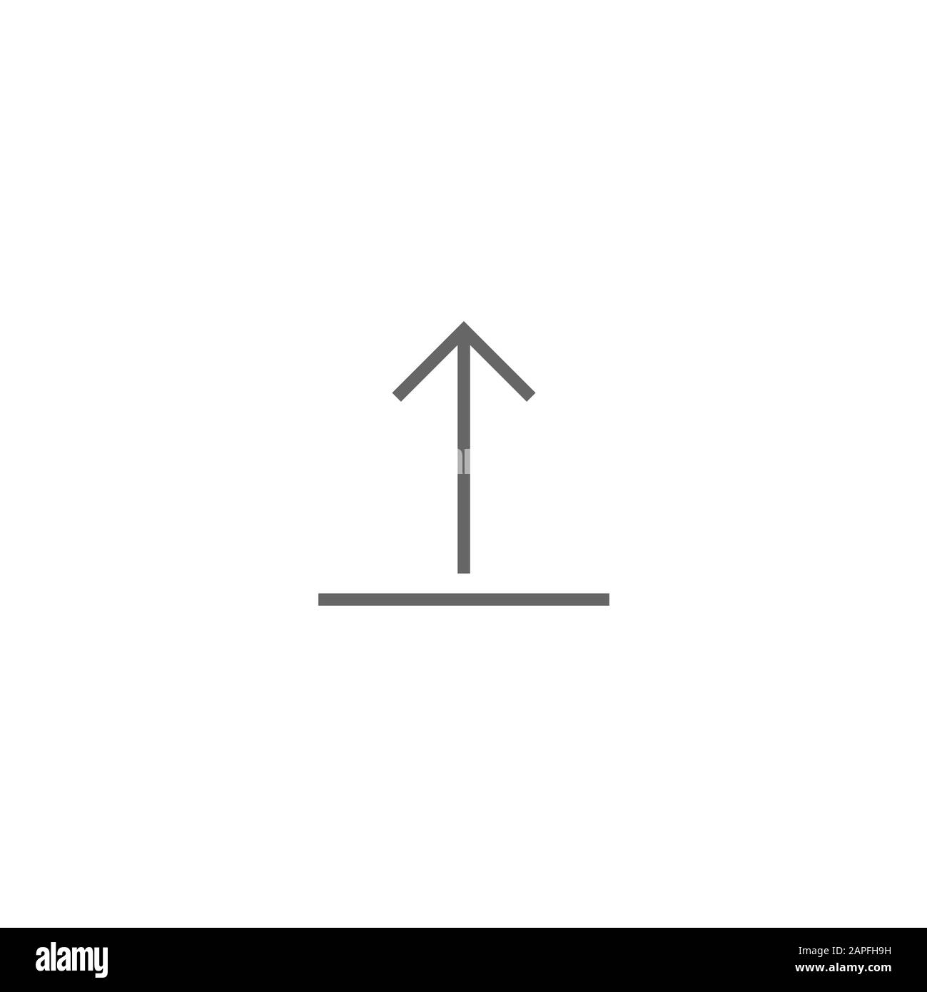 Schmaler Pfeil nach oben. Liniensymbol. Isoliert auf weiß. Upload ...