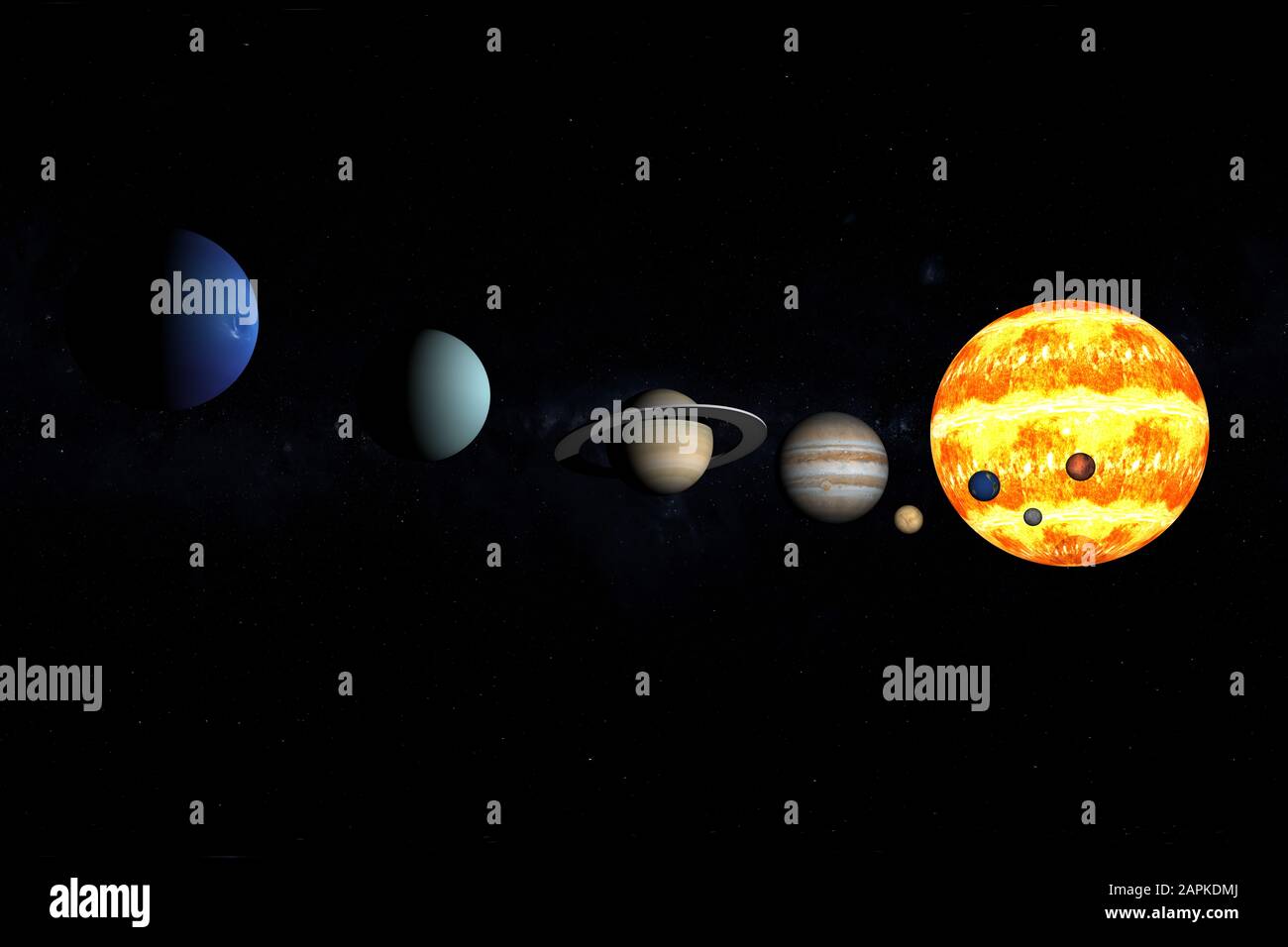 3d Abbildung Unserer acht Planeten des Sonnensystems Stockfotografie ...