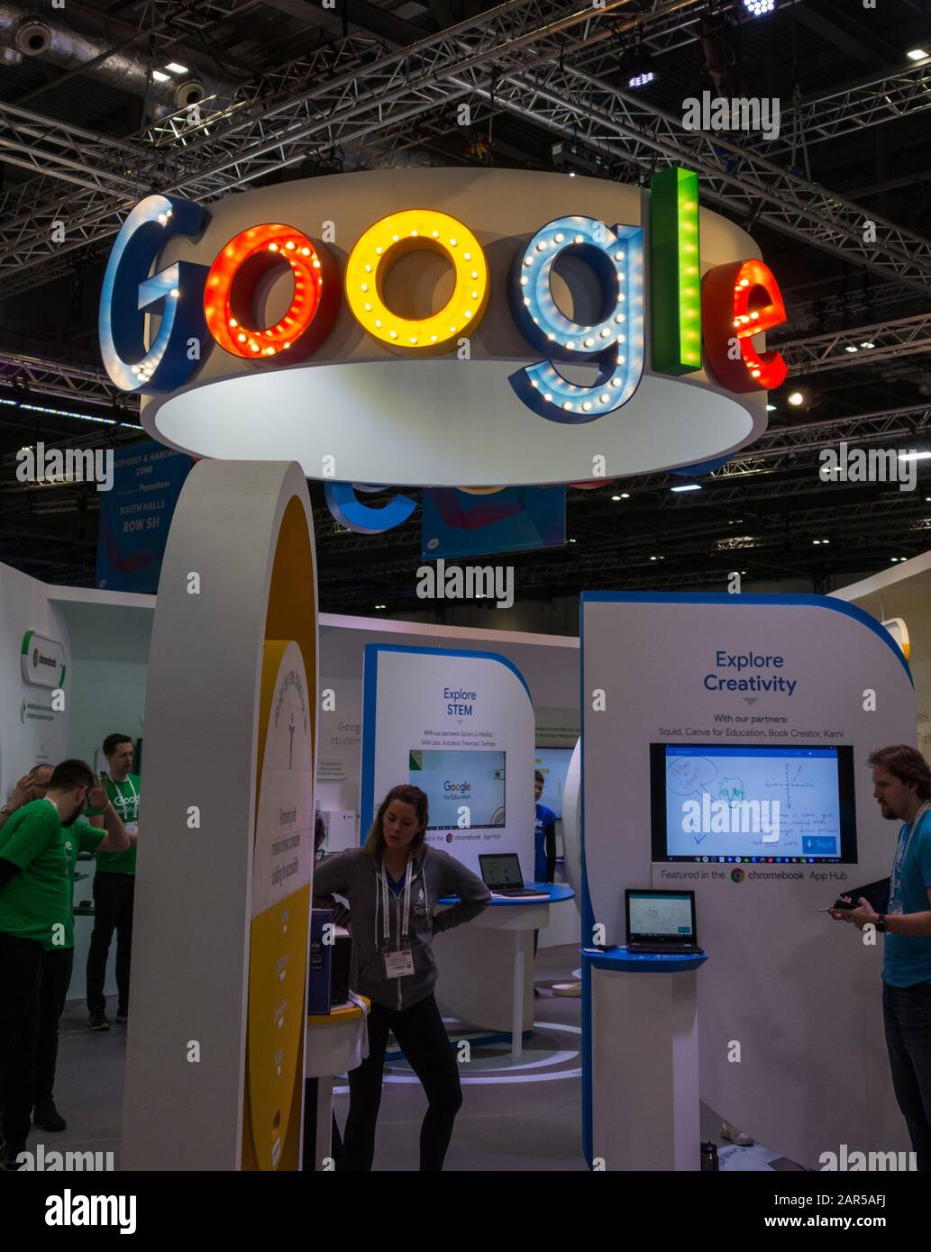 Google signage am British Educational Technology Trade Show (BETT) im ...