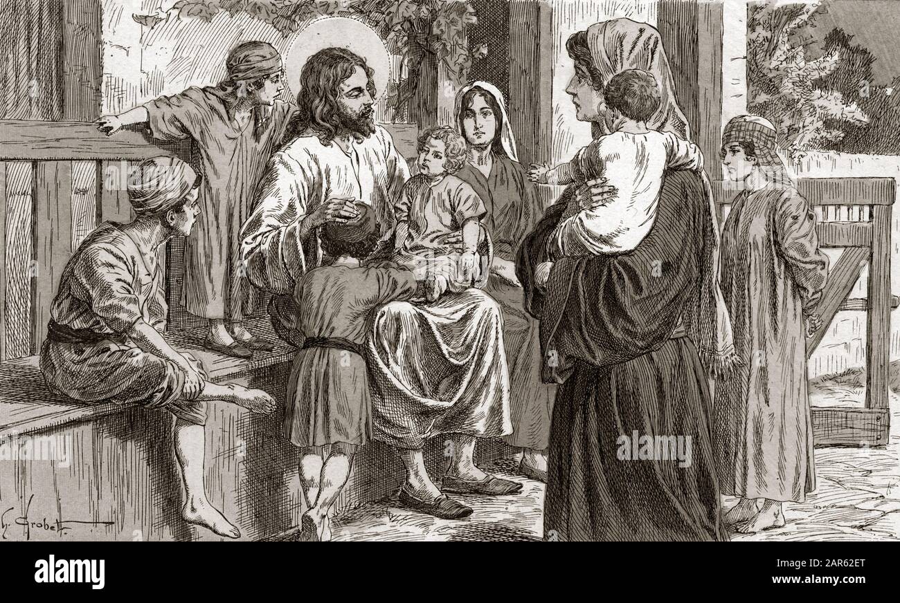 Jesus Blessing The Children Stockfotos und -bilder Kaufen - Alamy