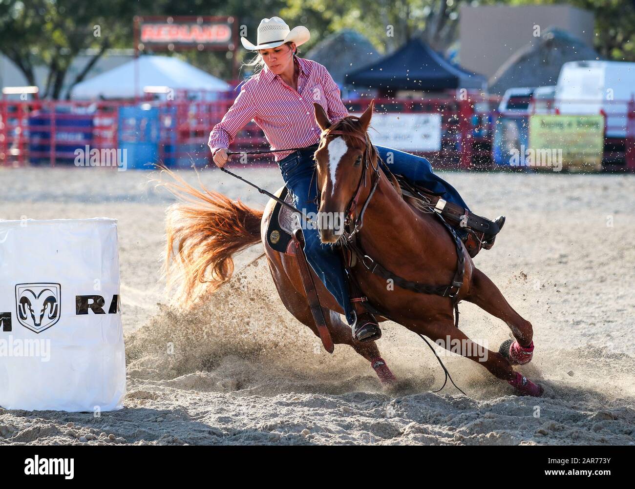 25. Januar 2020: Tarina Dymmek tritt beim Barrel Racing Event während ...