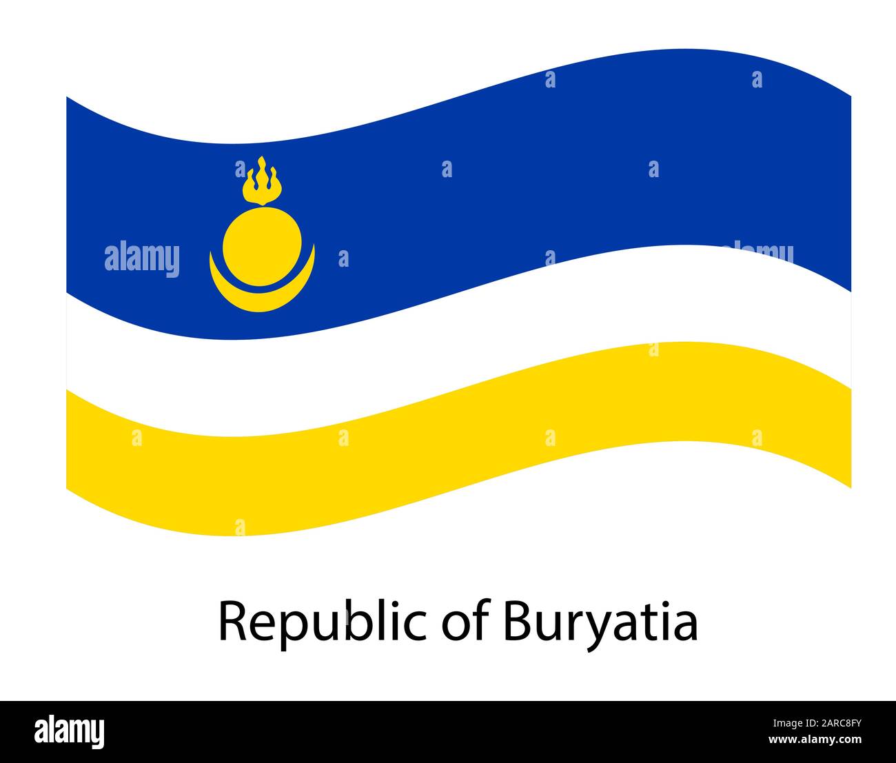 Nationale Flagge der Republik Burjatia mit weißer Hintergrundtextur ...