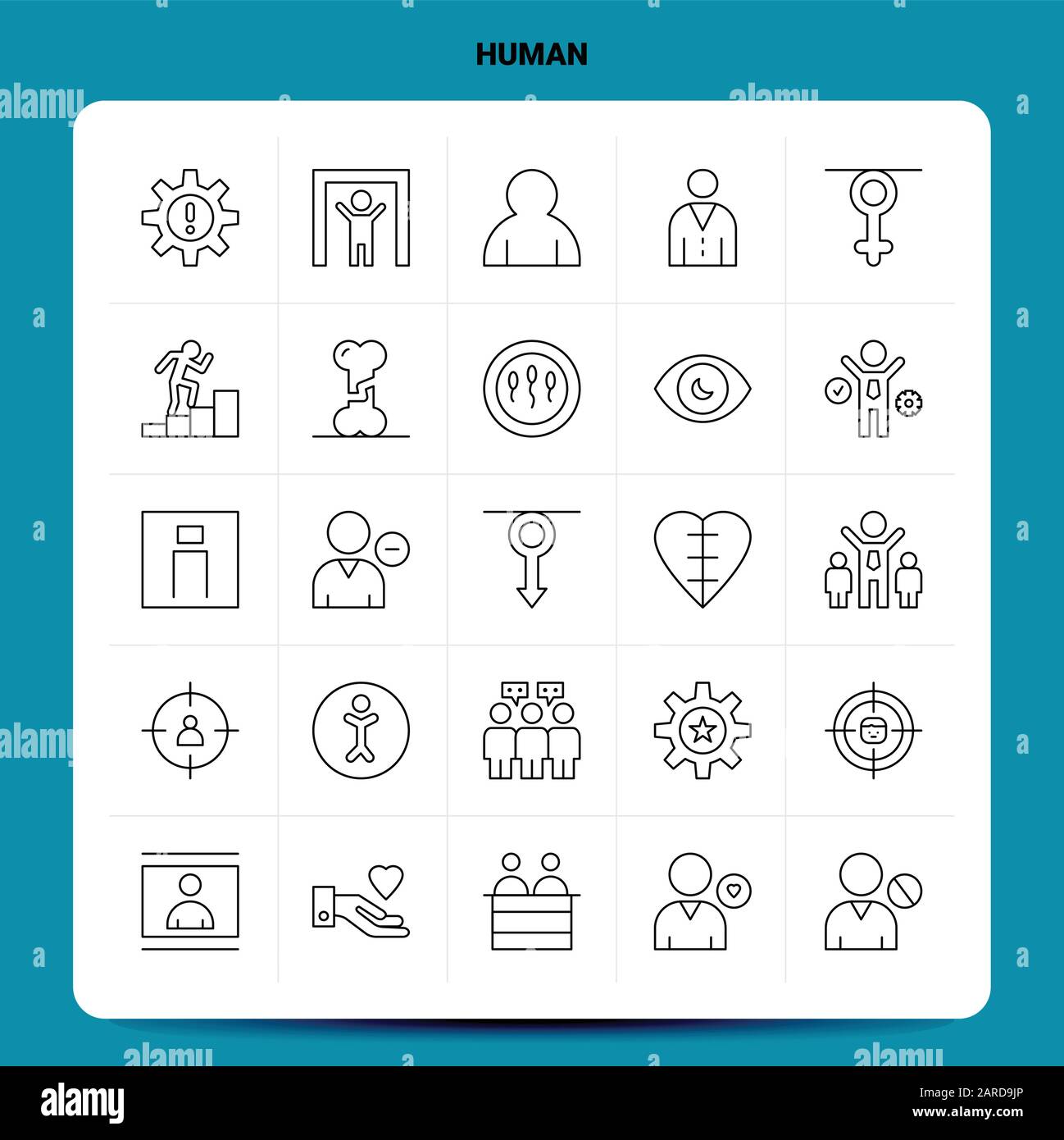 Gliederungsset 25 für menschliches Symbol. Vektorliniendesign Schwarze ...