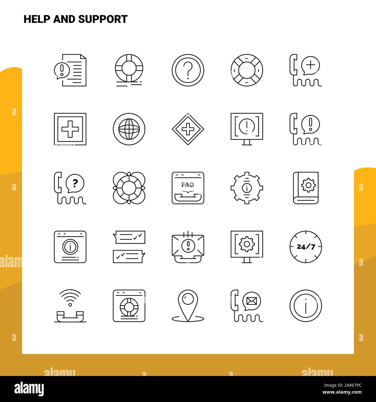 Satz der Symbole für Hilfe Und Support Legen 25 Symbole fest. Vector ...