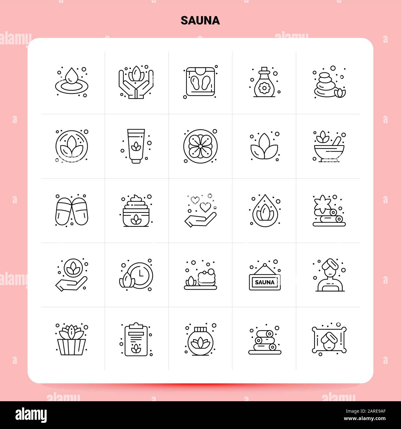 Übersicht 25 Symbolsatz für die Sauna. Vektorliniendesign Schwarze ...