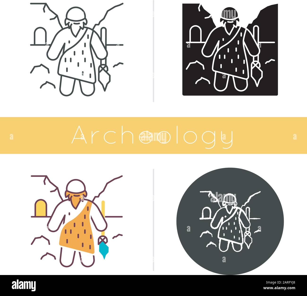 Caveman-Symbol. Prähistorischer Mann mit Bart. Urtümlicher Jäger mit ...