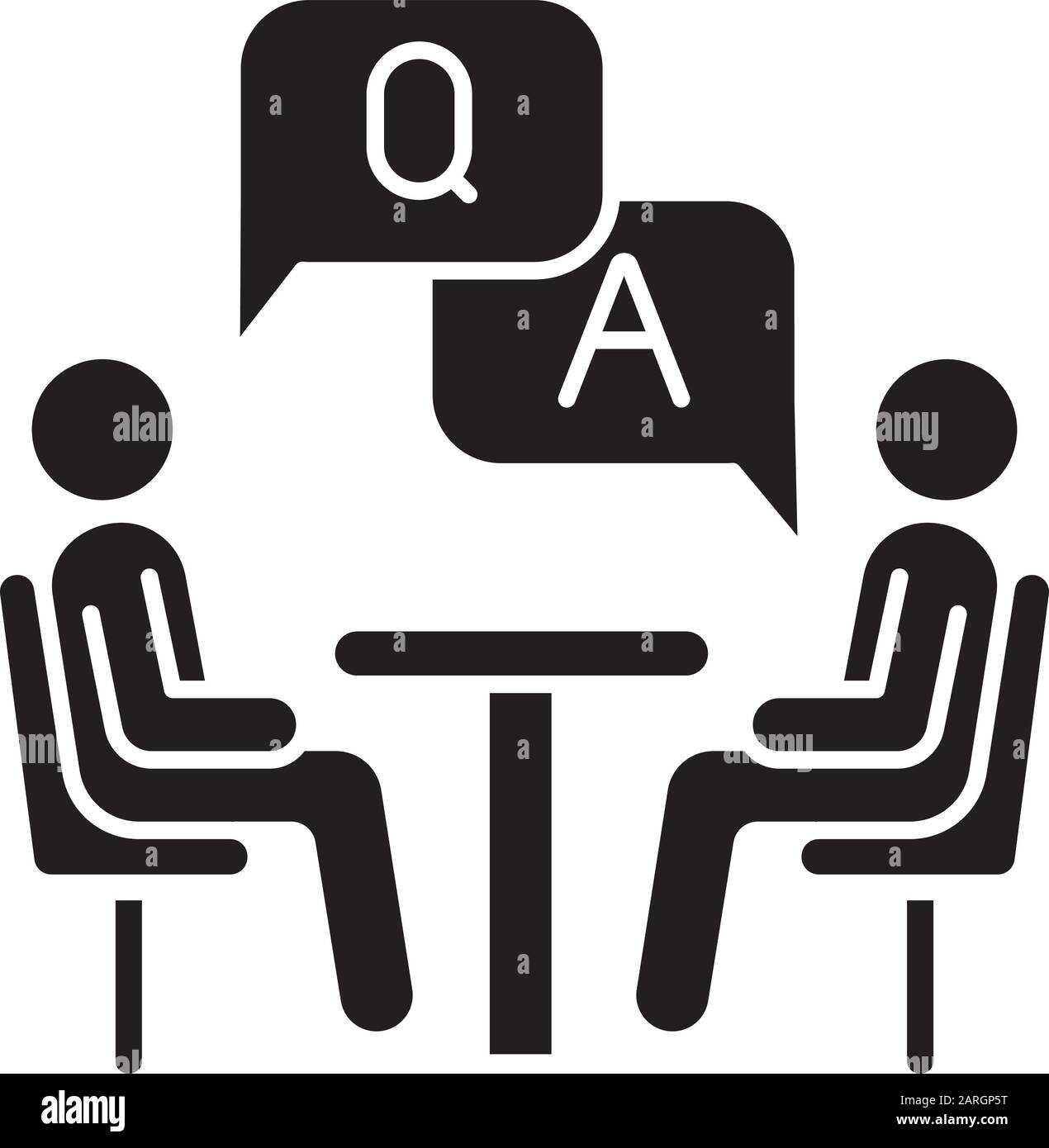 Symbol für eine persönliche Befragung mit Glyphe. Umfrage zu Fragen und ...