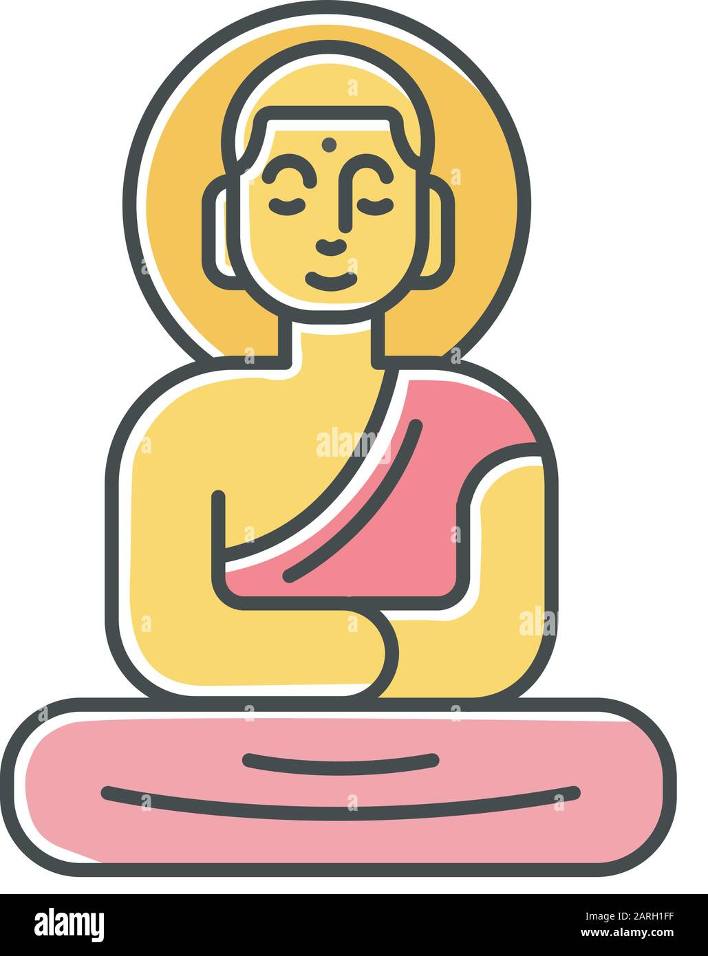 Symbol für goldene Buddhastatue. Sitzende Meditation in lotus-pose ...