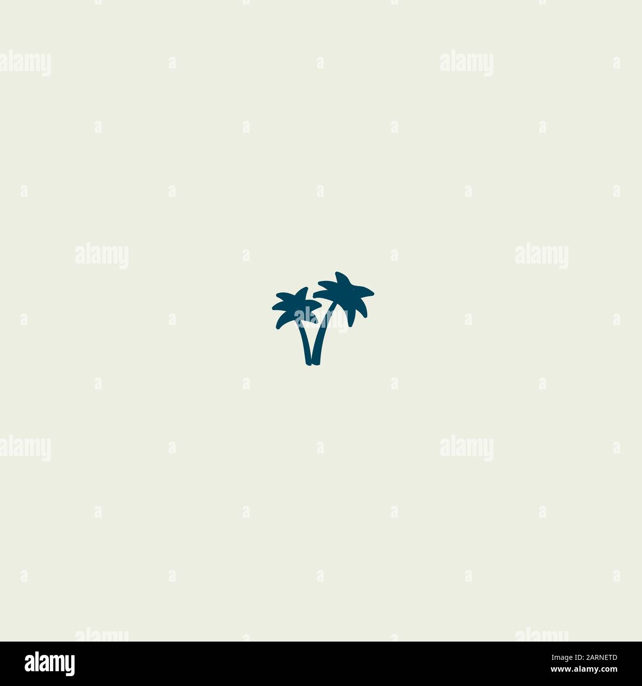 Zwei Palmen blauen Symbol in gedämpften beigen Hintergrund Konzept ...