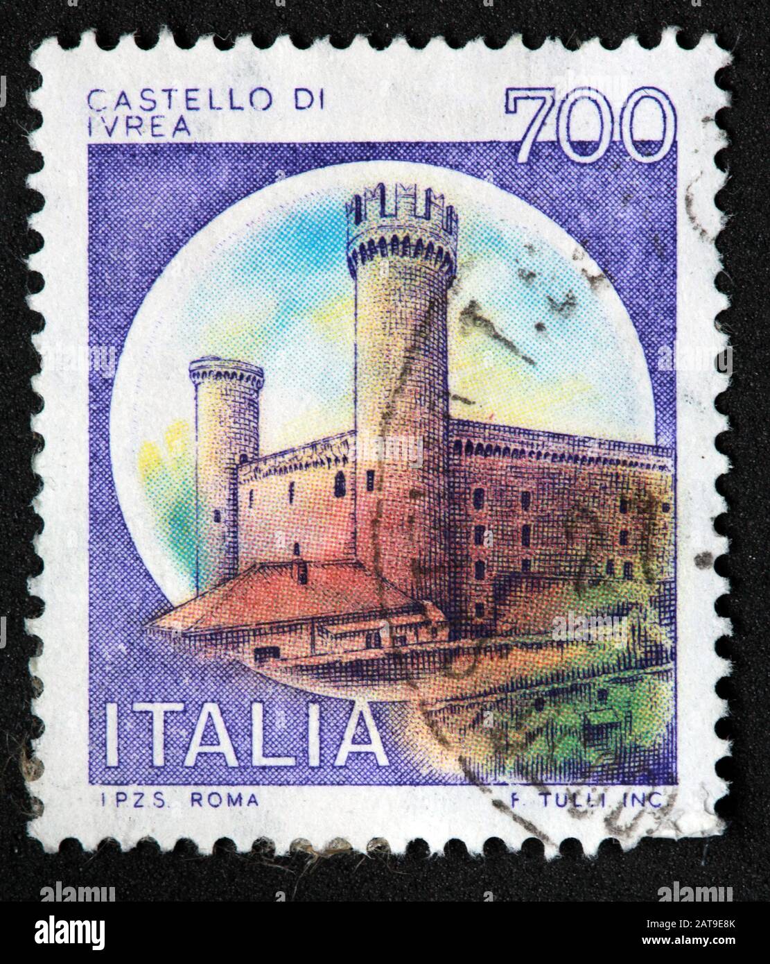 Italienische Briefmarke, poste Italia verwendete und bestochte Stempel ...