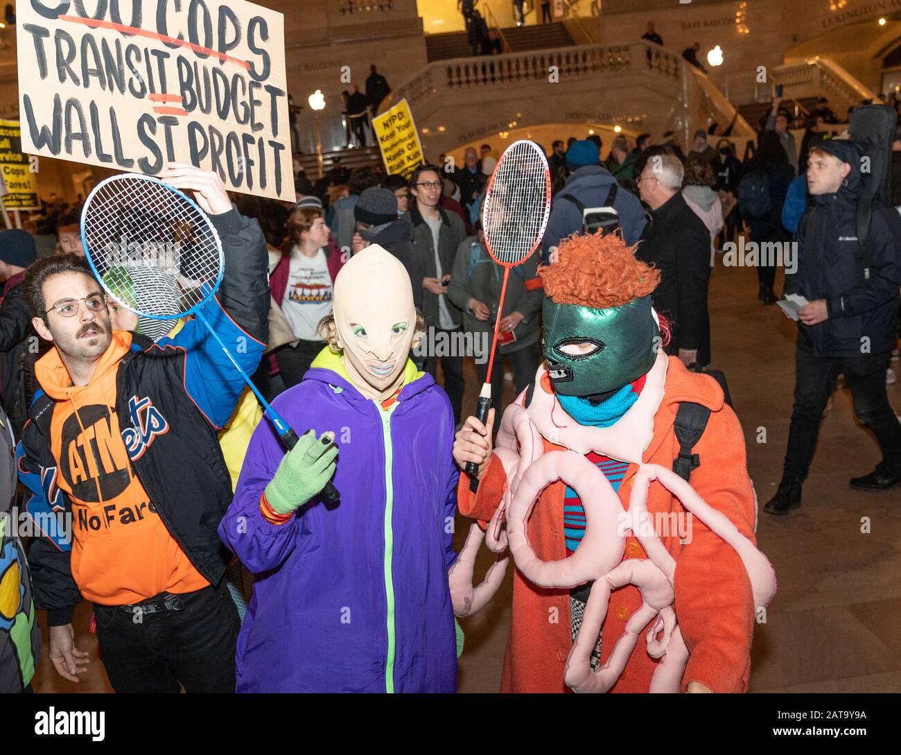 New York, New York - 31. Januar 2020: Demonstranten sammeln sich gegen ...